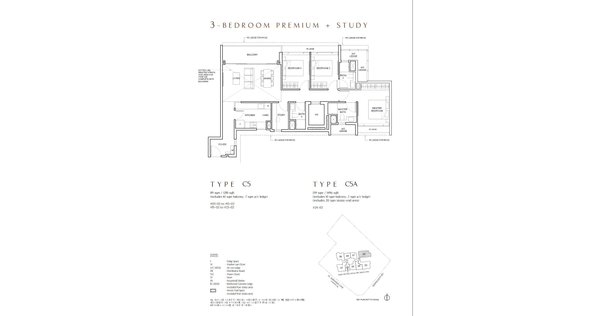 The Arcady at Boon Keng's Floor Plan | 3 Bedroom Premium + Study [C5]