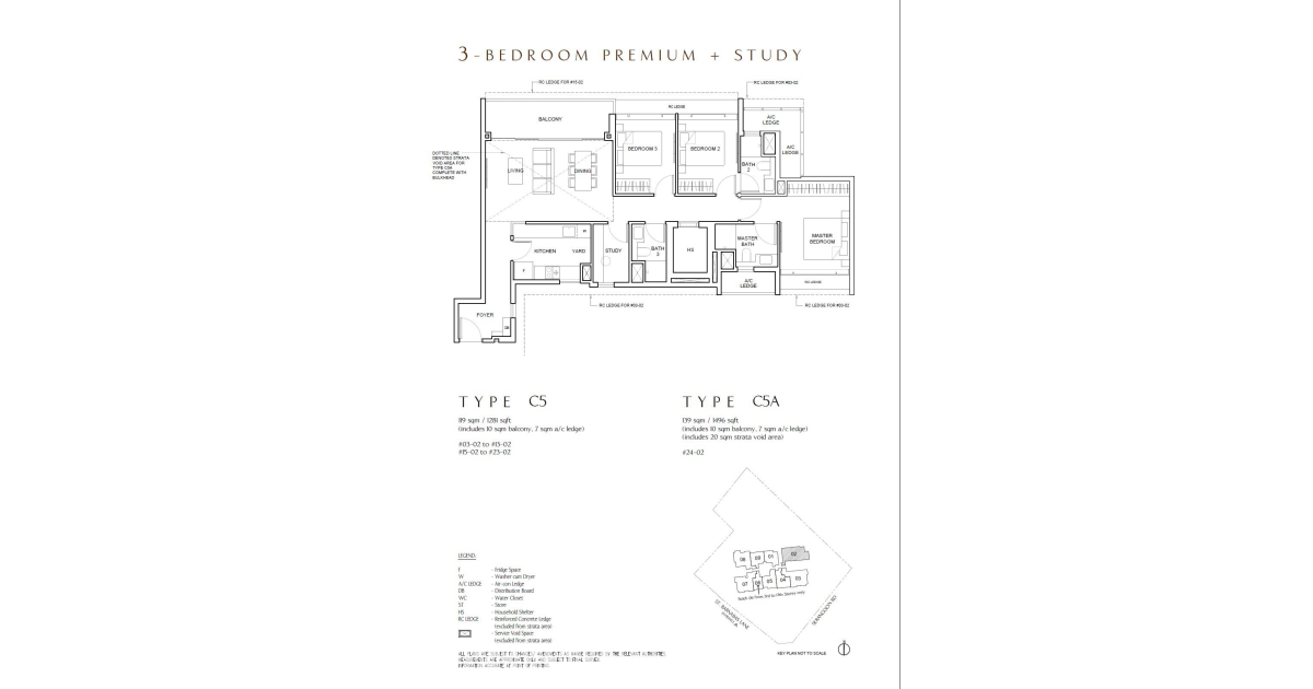 The Arcady at Boon Keng's Floor Plan | 3 Bedroom Premium + Study [C5A]