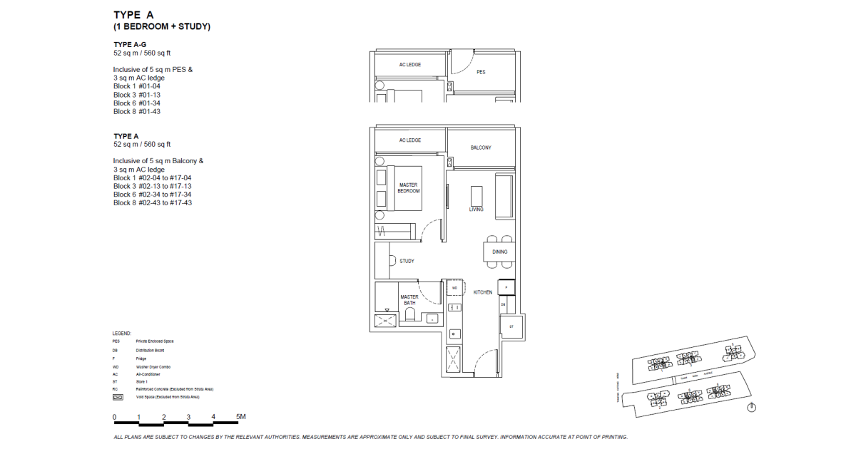 The Continuum's Floor Plan | 1 Bedroom+study [A-G]