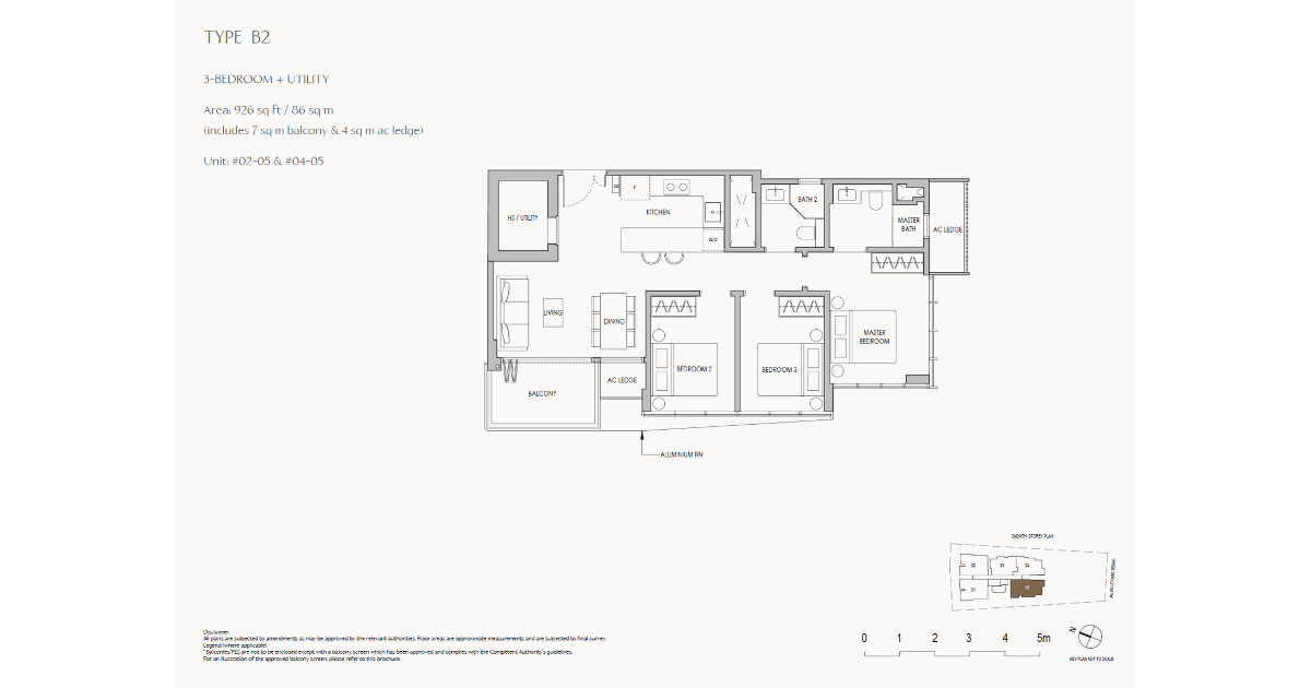 The Shorefront's Floor Plan | 3 Bedroom + Utility [B2]